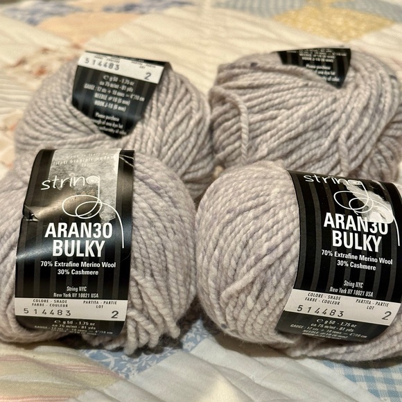 String Yarns | Office | String Yarns Aran 3 Bulky Silver Grey 4 Skeins ...